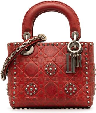 Dior Hobo Bags - Mini Embossed Calfskin Cannage Studded Flower Lady - Gr. unisize - in Rot - f&uuml;r Damen