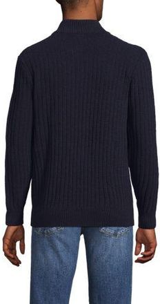 Lands End Chenille-Pullover mit Stehkragen, Herren, Größe:48-50 regular, Grau, Polyester/Nylon, by Lands End