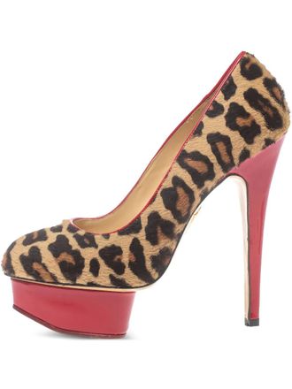 Charlotte Olympia escarpins pre-owned 140 mm à imprimé léopard - Marron