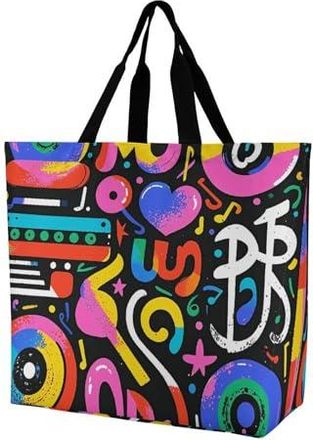 Generic Style De Gribouillage Musical Sac Courses Imperm&eacute;able Tote Bag L&eacute;ger Sac Fourre Tout Pour Travail Shopping Quotidienne