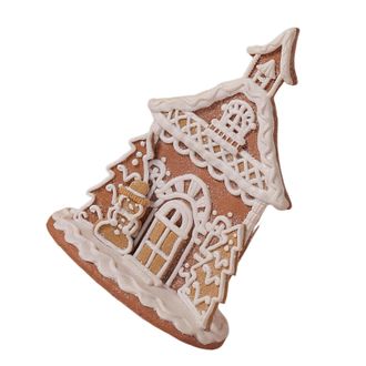 BESPORTBLE Weihnachtliche Ton Miniatur Schneemannhaus Verschneites Lebkuchenhaus Kindersichere Kaminsims Deko f&uuml;r Weihnachtsdorf