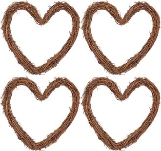 Milisten 4 St&uuml;ck Herzf&ouml;rmige Rattan Kranzrahmen zum Basteln von Blumen und Weihnachtsdekoration f&uuml;r Innen und Au&szlig;enbereich