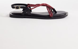 WALK LONDON Walk London - Sophia - Leder-Sandalen in Schwarz mit Schn&uuml;rung