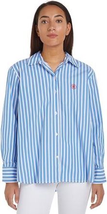 Tommy Hilfiger Chemise Femme Manches Longues, Bleu (Bold Stp/ Blue Spell), 38