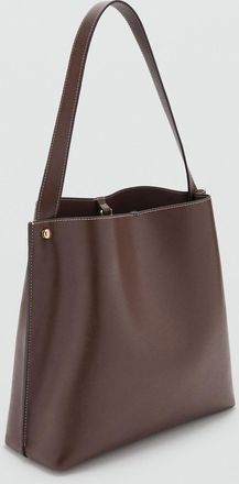 Mango Sac seau d&eacute;tails m&eacute;talliques marron - Femme - Taille unique - MANGO