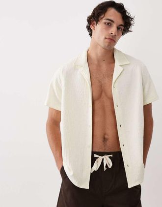 South Beach Chemise de plage &agrave; d&eacute;tails en relief - Cr&egrave;me-Blanc