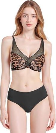 Power Flower Soutien-Gorge Push-up à Armatures pour Femme - Couvrance Totale, Design en Tulle, Confortable et offrant Un Bon Maintien (2362-Leopard, 38B)