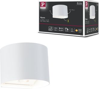 Paulmann 71285 LED Akkuwandleuchte Nyora inkl. D&auml;mmerungsgesteuerter Bewegungsmelder (HF) IP44 3000K 135x120mm 2x1W / 1W Wei&szlig;