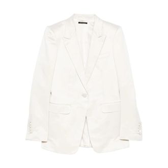 Tom Ford Washed Cotton Silk Blend Duchesse Single Breasted Jacket - - Jackets - Damen - Wei&szlig; - S