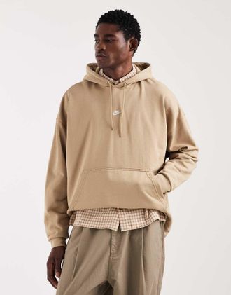 Nike Club - Sweat &agrave; capuche oversize en tissu &eacute;ponge - Beige-Neutre