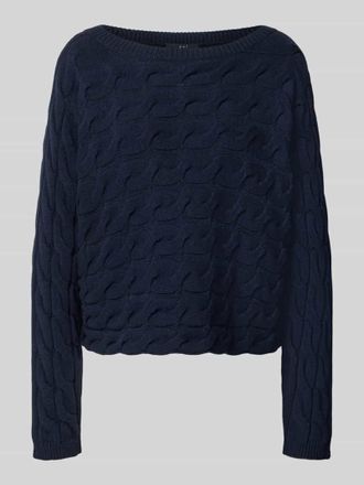 Oui Relaxed Fit Strickpullover aus Baumwoll-Mix mit Zopfmuster