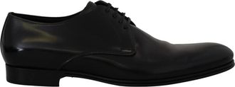 Dolce & Gabbana Elegante Schwarze Leder Derby Schuhe - - Shoes - Herren - Schwarzk - 39 1/2 EU
