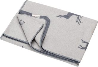 David Fussenegger SILVRETTA - Flanell-Allzweckdecke - Hirsche Allover - Baumwollmischung - Farbe: grau/Filz - 140/200 cm