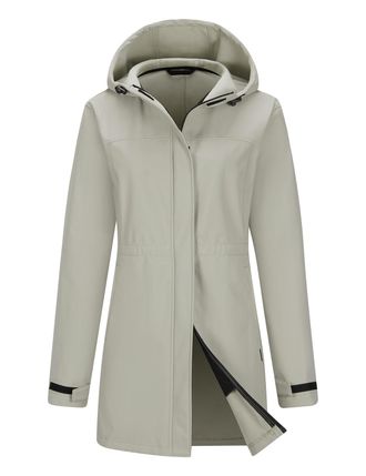 Baleaf Damen Softshelljacke Lange Wasserabweisend Softshellmantel Wasserabweisend Winterjacke Windjacke Fleece gef&uuml;tterte Regenjacke Khaki XXL