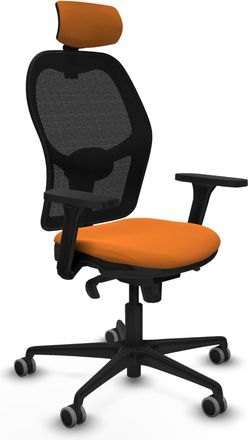 Piqueras y Crespo Schreibtischstuhl mit 3D-Armlehnen, h&ouml;henverstellbare Lendenwirbelst&uuml;tze und h&ouml;henverstellbares Kopfteil, Schwarz/Orange