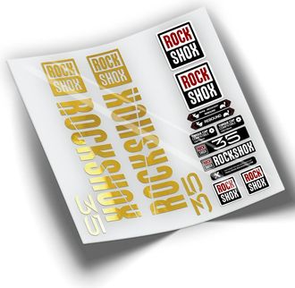 Generico Ref: VP395 Aufkleber, kompatibel mit Rock-Shox 35 Gabel 2018-2020 MTB, Sticker, Aufkleber, Aufkleber f&uuml;r Mountainbikes, (verchromtes Gold)