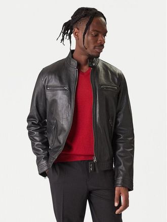 Tommy Hilfiger Lederjacke Racer MW0MW41961 Schwarz Regular Fit