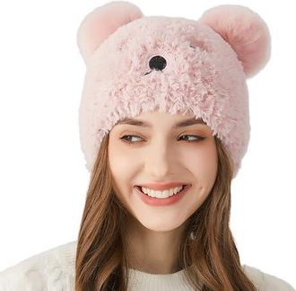 Generic Bonnet Femme Hiver Bonnet Femme Chapeau Femme Hiver Confortable Classique - Bonnet Oreilles dOurs Fille Hiver, Tricot Cozy et Chaud, Parfait pour Jour