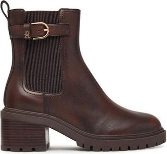 Tommy Hilfiger Stiefeletten Block Heel Buckled Chelsea Boot FW0FW09577 Dunkelbraun