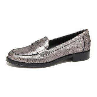 Tod's Silberne gl&auml;nzende Lederslipper - - Shoes - Damen - Grau - 35 1/2 EU