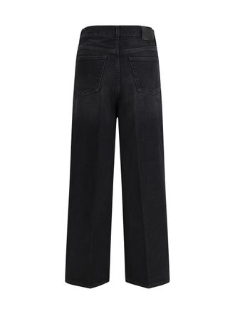 Toteme Womens Wide-Leg Jeans Faded Black Cotton