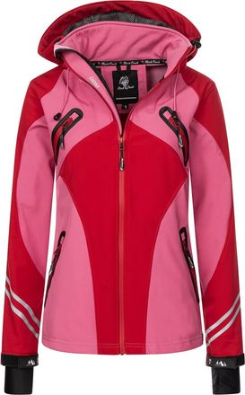 Rock Creek Damen Softshell Jacke Windbreaker Regenjacke &Uuml;bergangsjacke Softshelljacke Damenjacke Regenmantel Outdoorjacke Kapuze D-466 Rot 4XL