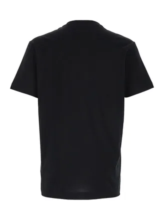 Dolce & Gabbana Mens T-Shirt With Signature Logo Black Cotton T-Shirts And Polos