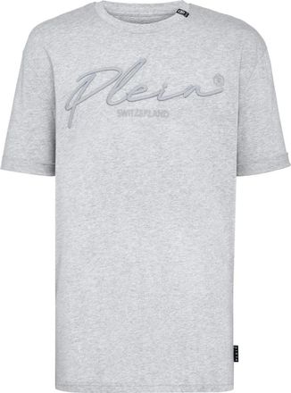Philipp Plein Homme, Tops, Gris, Taille: 2XL T-shirt Col Rond SS Signature