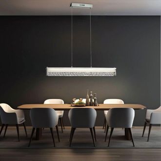 Esto Esto - Pendelleuchte Glas Kristalle H&auml;ngelampe Chrom Pendellampe H&ouml;henverstellbar, 1x led 20 Watt 1800 Lumen warmwei&szlig;, l 78 cm