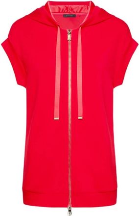 Elena Miro Femme, Sweatshirts et sweats &agrave; capuche, Rouge, Taille: 44 FR SweaT-shirt &agrave; Manches Courtes avec Fermeture &Eacute;clair