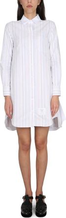 Thom Browne Femme, Robes, Multicolore, Taille: 34 FR Robe-chemise &agrave; ceinture et dos pliss&eacute;, longueur mi-cuisse