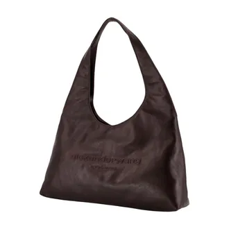 Alexander Wang Womens Pike Medium Hobo Shoulder Bag - Alexander Wang Leather Brown Cowhide Shoulder-Hobo-Bags