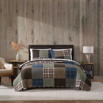 Eddie Bauer Bettw&auml;sche-Set f&uuml;r Doppelbett/Queensize-Bett, wendbare Premium-Baumwolle, mit passenden Kissenbez&uuml;gen, Patchwork-Heimdekoration (klassisches Patchwork