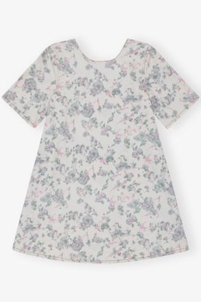 Ganni Robe mini en denim &agrave; imprim&eacute; fleuri avec dos ouvert Beige Coton biologique - Taille 36 - Pour Femme