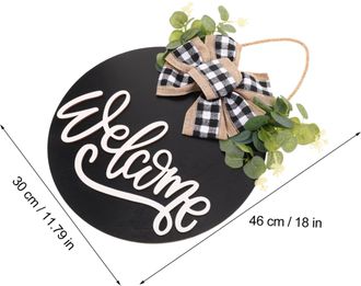 Cabilock Willkommensschild Haustür Rundes Holzschild Schwarz Rustikaler Türkranz aus Natürlichem Holz Wetterfestes Front Door Hänger Minimalistische Türdeko fü