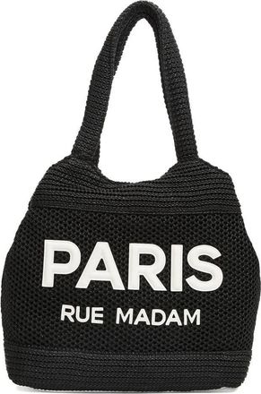 Rue Madame París Shopper & Totes - Textured Raffia Shopping Bag With Bold Logo - Gr. unisize - in Schwarz - für Damen