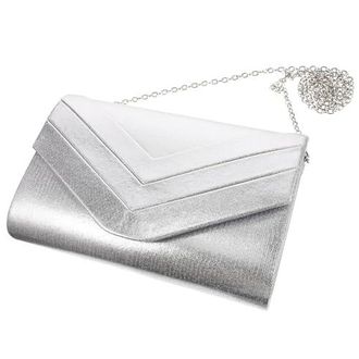 Valiclud Sac Soirée Femme Élégant Pochette Enveloppe Velours Argenté Clutch Banquet Mode Sac Main Portable pour Soirée et Cérémonie Fermeture Sécurisée Compati