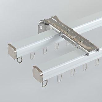 Generic Doppelte Vorhangschiene F&uuml;r Fenster 70-600 cm, Robuste Deckengardinenschiene, Wandmontage, Aluminium-Gardinenstange F&uuml;r Raumteiler(White Wall,600cm (4