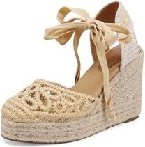 Queen Helena Sandales compens&eacute;es pour femme ZM11049, Nude, 39 EU