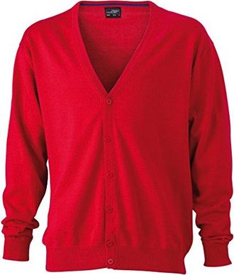 James & Nicholson Cardigan classique en coton (XXL, rouge)