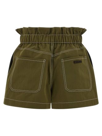 Marni Contrast Stitched Gabardine Shorts - Olive