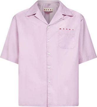Marni Homme, Chemises, Violet, Taille: L Chemise Bowling Popeline avec Logo Discret