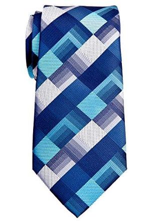 Retreez Cravate vintage en microfibre tiss&eacute;e pour homme Motif g&eacute;om&eacute;trique 8 cm 6 couleurs - Bleu - Taille Unique