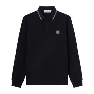 Stone Island Lang&auml;rmeliges Patch-Polo - - Tops - Herren - Blau - M