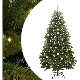 vidaXL K&uuml;nstlicher Weihnachtsbaum Gr&uuml;n 210 cm PVC und Metall vidaXL