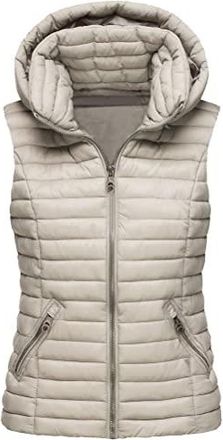 ORANDESIGNE Doudoune sans Manche à Capuche Femme Gilet en Duvet Brillant Matelassé Légère Veste Chaud Manteau Parka Hiver Slim Casual Zip Matelassé sans Manches G