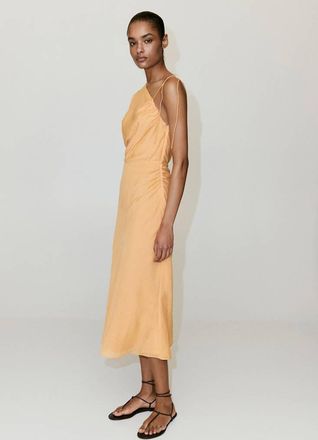 Mango Asymmetrisches Kleid mit Schleifendetail orange - Damen - XL - MANGO