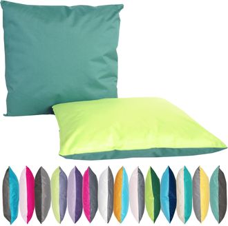 JACK 2-farbiges Wende Outdoor Lounge Kissen 45x45cm Dekokissen inkl. Füllung Wasserfest Sitzkissen Garten Stuhl Lotus Effekt, Farbe:Dunkelgrün - Grün