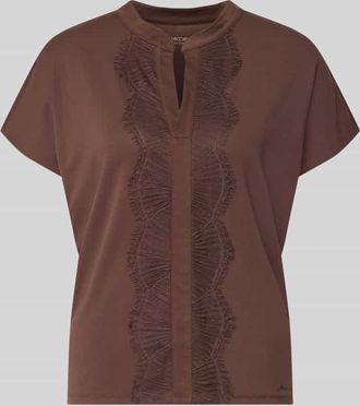 Marc Cain Regular Fit Bluse aus Baumwoll-Mix mit Spitzenbesatz