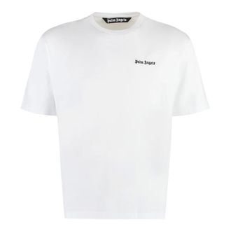 Palm Angels Homme, Tops, Blanc, Taille: XL T-shirt avec logo brod&eacute;